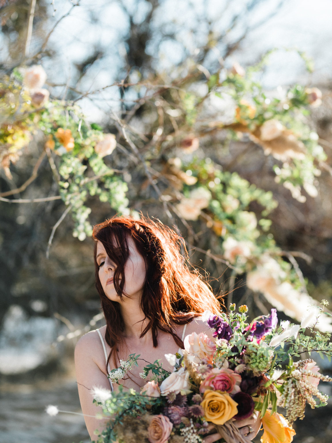 Organic & Earthy Wedding Bouquet and Floral Installation - Southwest Wed